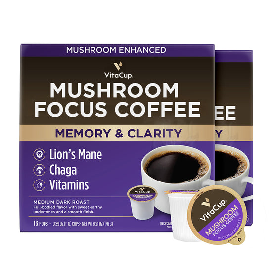 VitaCup Focus Coffee Pods - Mushroom Enhanced Coffee Pods for Improved ...