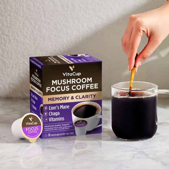 VitaCup Focus Coffee Pods - Mushroom Enhanced Coffee Pods for Improved ...