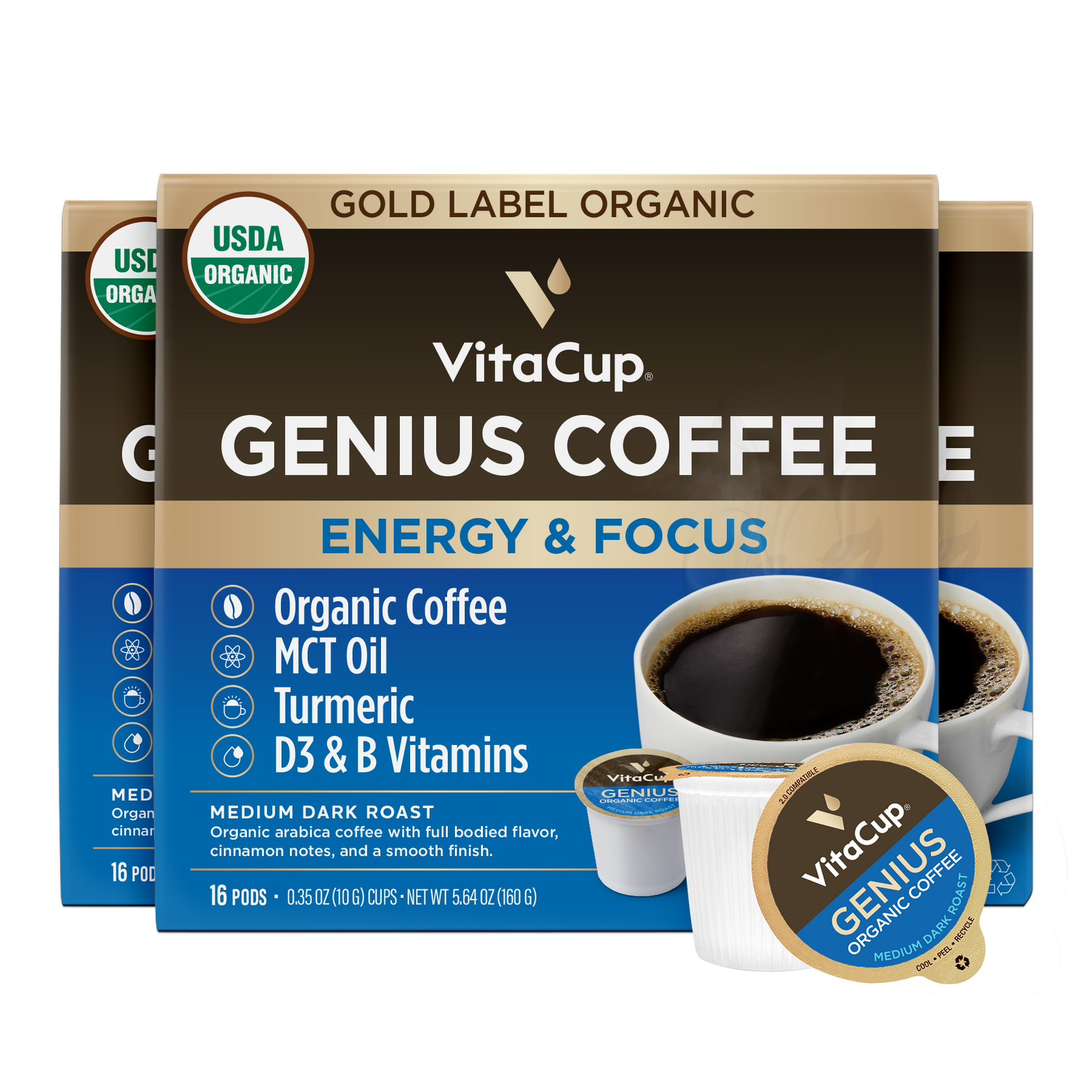 Buy Genius Gold Label Organic Coffee Online, Keto Friendly - VitaCup