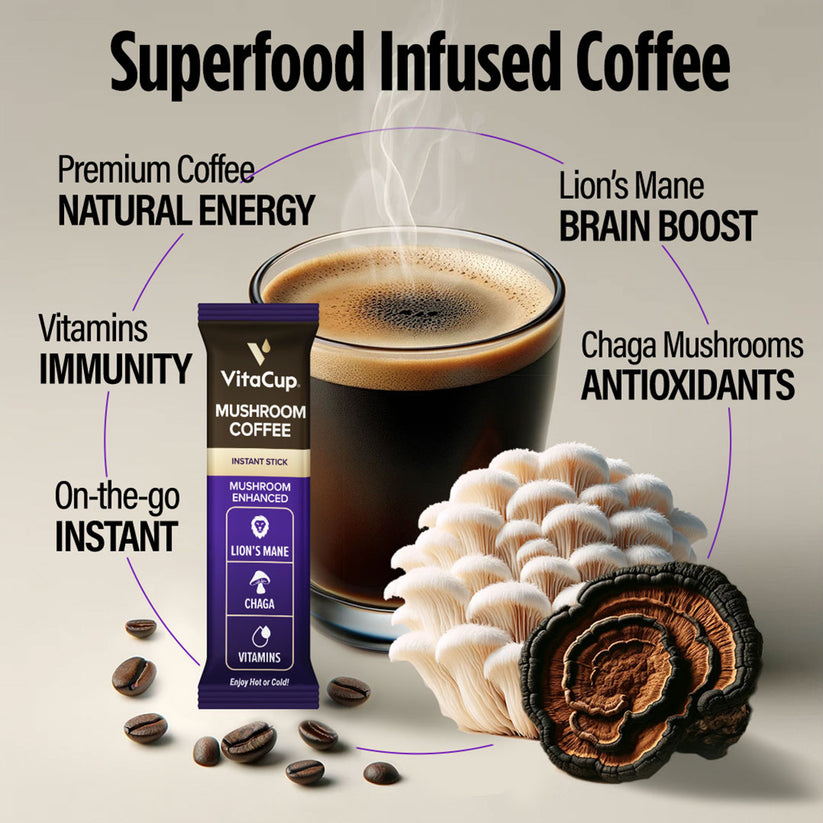 Focus Instant Coffee Packets - Mushroom Infused for Improved Focus ...